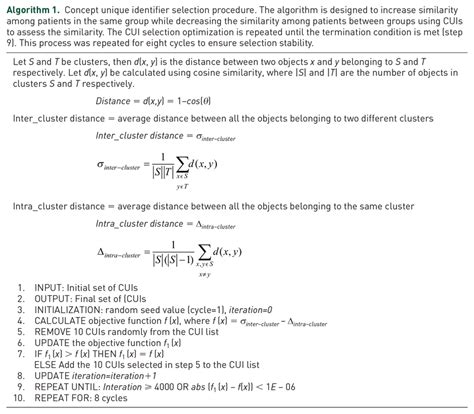 Concept Unique Identifier Selection Procedure The Algorithm Is
