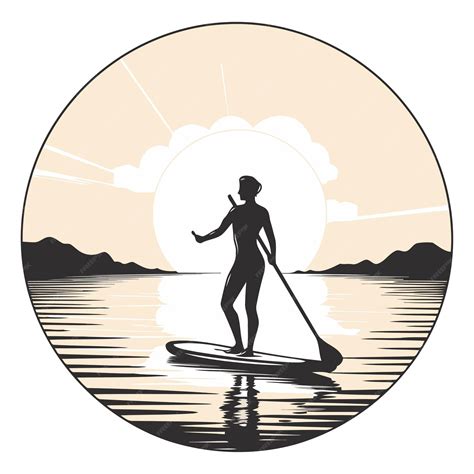 Silhouette Of A Woman On A Stand Up Paddle Board Premium Ai Generated