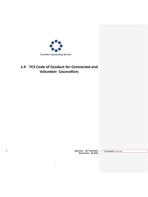 Fillable Online 1 4 TCS Code Of Conduct For Contracted And Volunteer Fax Email Print PdfFiller