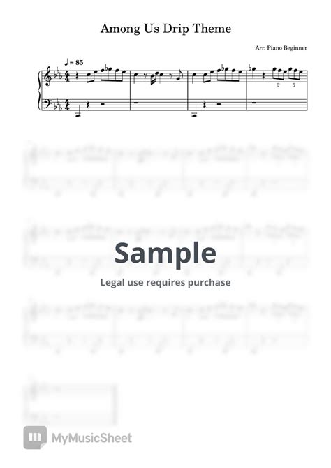 Among Us Among Us Drip Theme 악보 by Piano Beginner