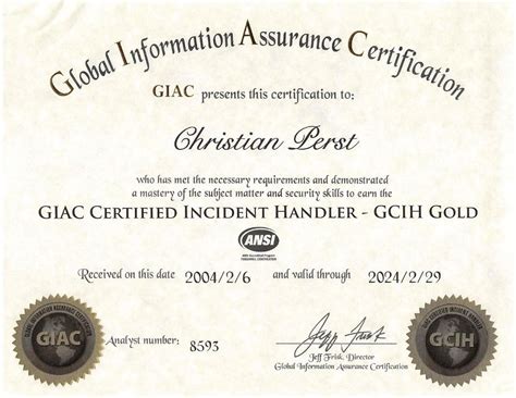 Christian Perst Erneute Ausgezeichnete Zertifizierung Für Gcih Gold Hacker Tools Techniques
