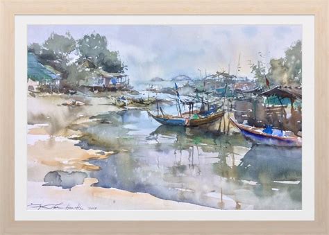 Igor Sava Barcelona 36x51 Watercolor 56x38 Hua Hin Thailand Watercolor