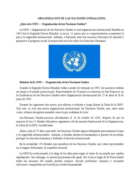 Historia De La Onu En El Mundo Pdf Naciones Unidas Relaciones