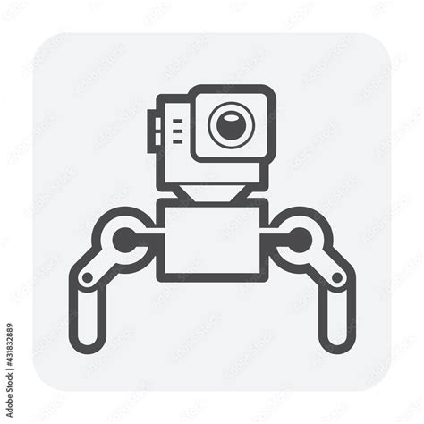 Spider Robot Or Robotic Full Body Vector Icon Design At Front View Include Camera Look Simple