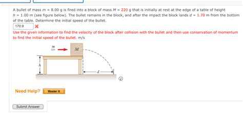 Solved A Bullet Of Mass M 8 00 G Is Fired Into A Block Of Chegg