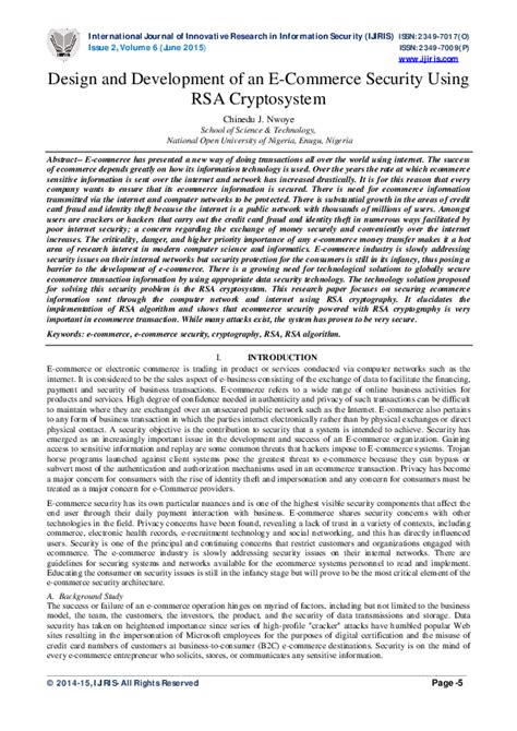 Pdf Design And Development Of An E Commerce Security Using Rsa Cryptosystem