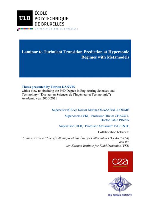 Pdf Laminar To Turbulent Transition Prediction At Hypersonic Regimes With Metamodels