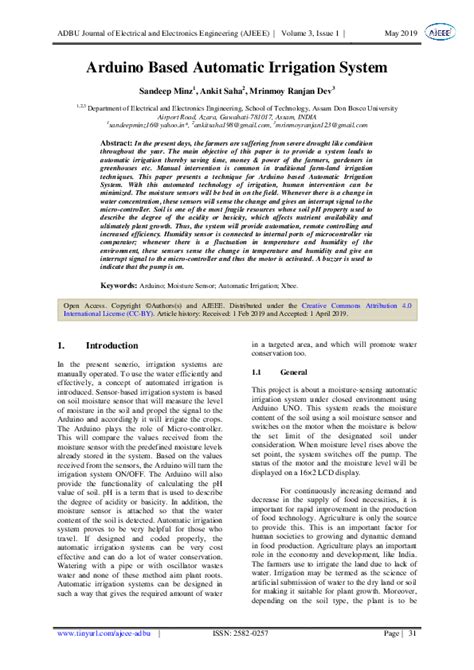 Pdf Arduino Based Automatic Irrigation System