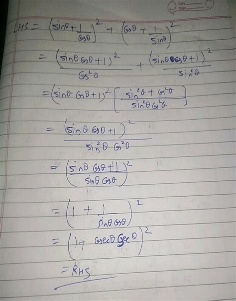Iii Quad Sin Theta Sec Theta { 2 } Cos Theta Csc Theta { 2 } 1