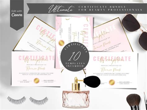 Diy Certificate Of Completion Pink Beauty Course Certificate Lash