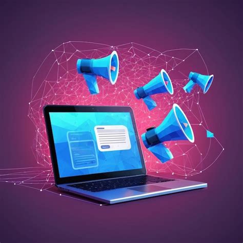 Premium Photo Business Data Analysis And Megaphone Laptop Screen Smart Marketing