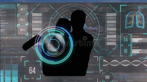 Animation Of Scope Scanning And Data Processing Over Couple Silhouette