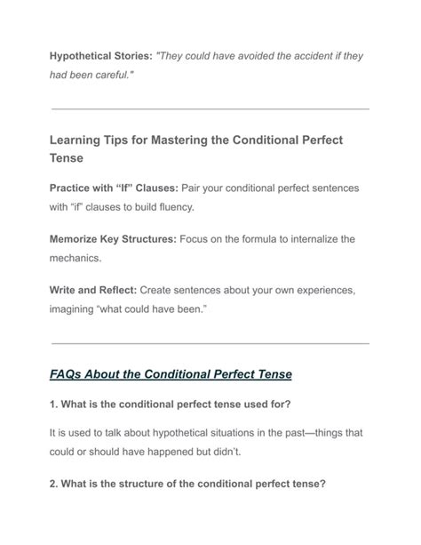 The Conditional Perfect Tense Explained With Examples Pdf