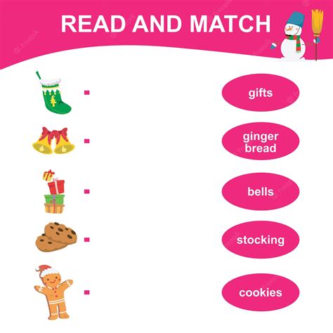 Premium Vector Read And Match Sheet Matching English Word With