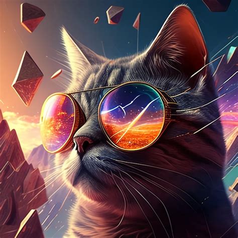 Space Cat With Galaxy Glasses