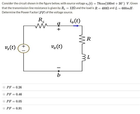 solved consider the circuit shown in the figure below with source