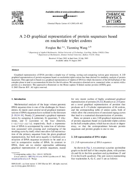 pdf a 2d graphical representation of protein sequence and its