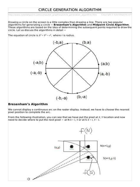 Circle Generation Algorithm Rrrr Pdf Pdf Discrete Mathematics Scientific Modeling