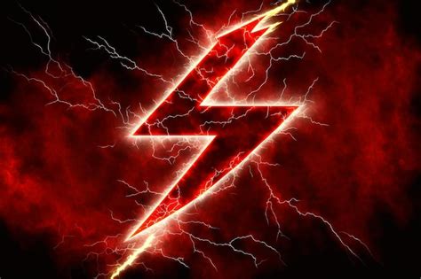 A Red Lightning Bolt With The Word Lightning On It Premium Ai