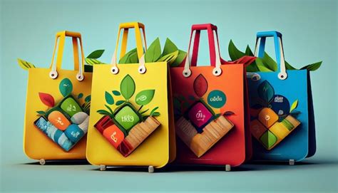 Einkaufstaschen Mit Verschiedenen Farben Und Stilen Generative Ki