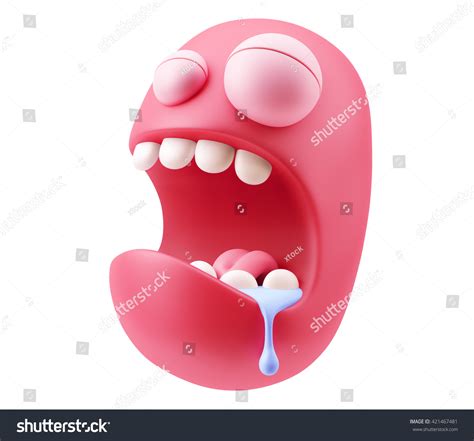 Spleepy Drooling Emoji Cartoon 3d Rendering Stock Illustration