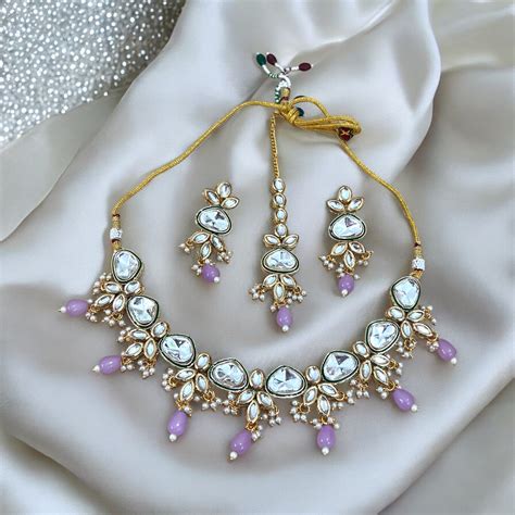 Lavender Naina Kundan Jewellery Sets Aamara