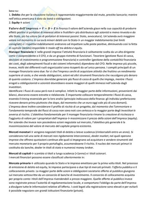 Appunti Finanza Aziendale Prof Teti