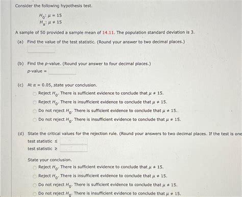Solved Consider The Following Hypothesis Chegg Com