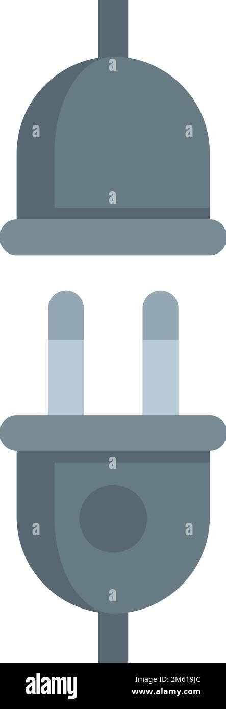 Electric Plug Icon Flat Vector Socket Power Wire Cable Energy Isolated Stock Vector Image