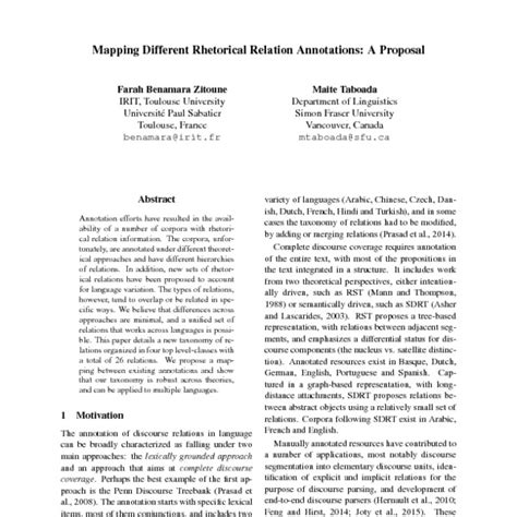 Mapping Different Rhetorical Relation Annotations A Proposal Acl