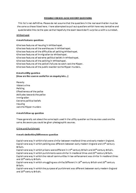 Gcse History Paper 1 Specimen Papers Medicine In Britain And The