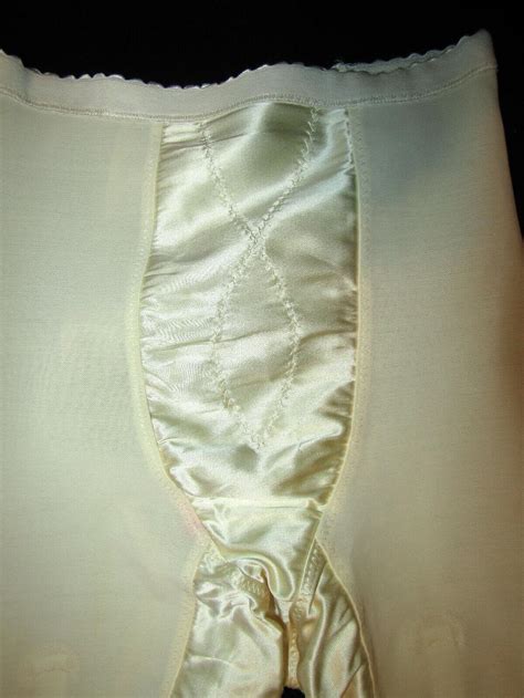 Vintage Jcpenney Adonna Shiny Satin Ivory Long Leg Girdle Garter Panty