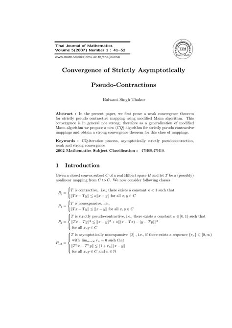 Pdf Convergence Of Strictly Asymptotically Pseudo Contractions