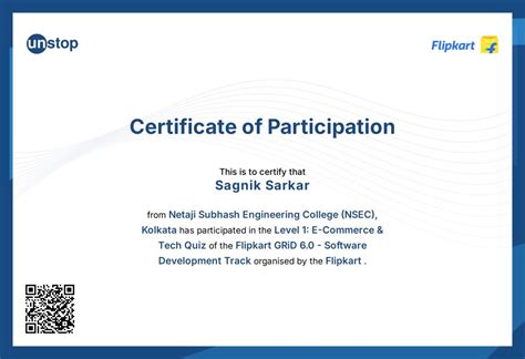 Sagnik Sarkar On Linkedin Certificate Of Participation