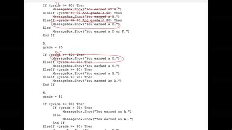 VB Tracing If Statements Worksheet YouTube