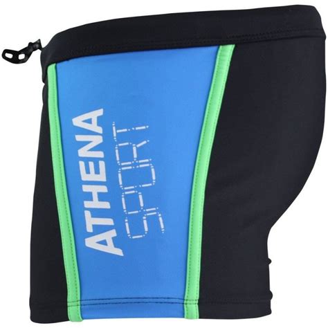 ATHENA Boxer Bain Moulant Homme CONSTRUCTION Noir Turquoise