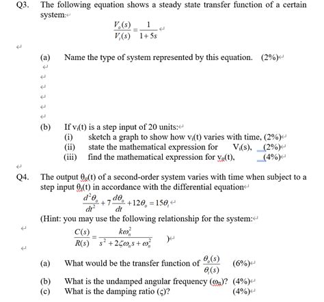 Solved Q The Following Equation Shows A Steady State Chegg