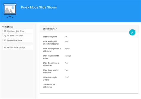 Kiosk Mode Slide Shows Auctria