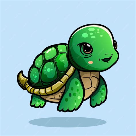 Premium Vector Smiling Cartoon Happy Cute Sea Turtle Cartoon Isolated