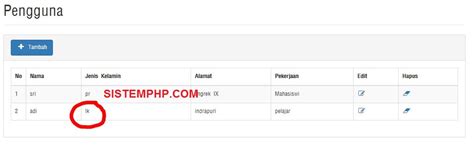 Memilih Radio Button PHP Dari Database SISTEMPHP