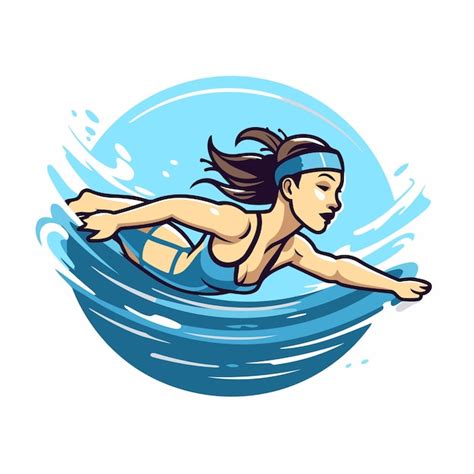 Schwimmerin Im Wasser Vektor Illustration Einer Frau Die Im Wasser