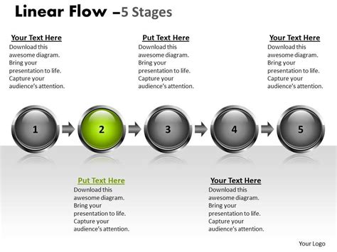 Linear Flow 5 Stages 58 PowerPoint Templates Download PPT Background Template Graphics