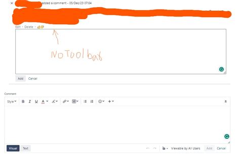Toolbar Is Missing For Reply Section For A Comment