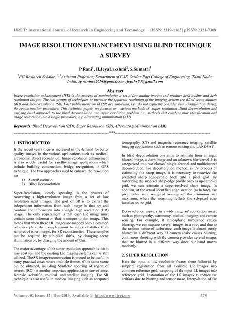 Image Resolution Enhancement Using Blind Technique Pdf