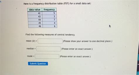 Solved S Here Is A Frequency Distribution Table Fdt For A