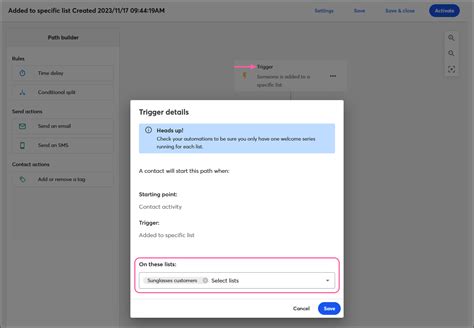 understanding triggers in the automation path builder