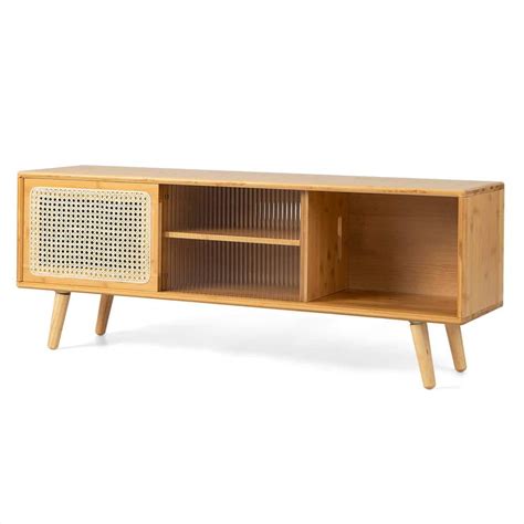 costway natural fits tvs up to 55 in modern tv stand entertainment