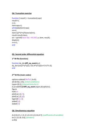 Matlab Exam Codes Computer Modelling Techniques Module DOCX