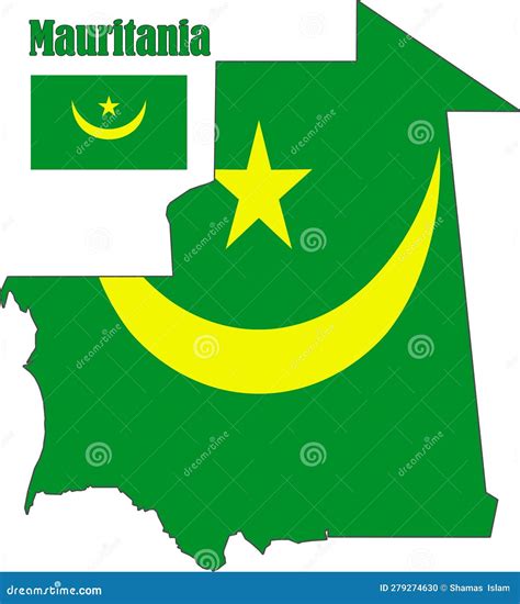 Mauritania Map And Flag Illustration Vector Stock Vector Illustration