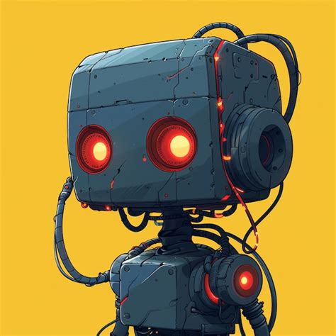 Premium Photo Redeyed Robot With Headlight